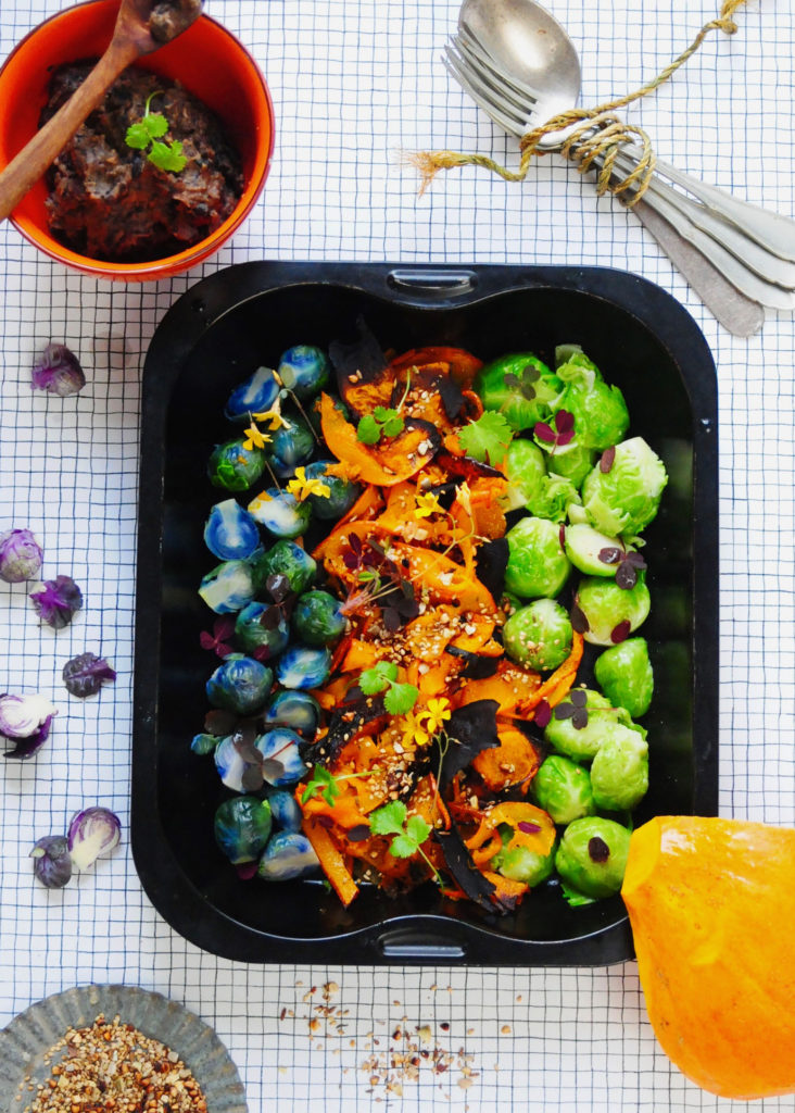 grillet græskar med rosenkål og bønnepuré – Kirstenskaarup.dk